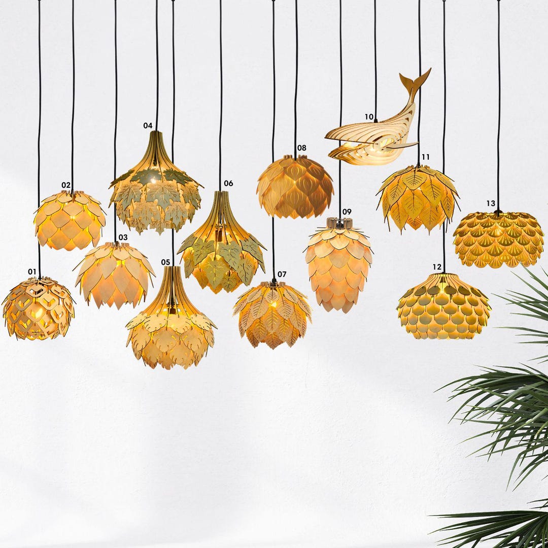 Mid Century Modern Wood Pendant Light: Eco-friendly Chandelier - Etsy