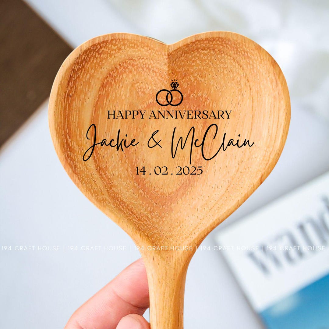 Custom Heart Shape Wooden Spoon Unique Gift for Couples, Handmade ...