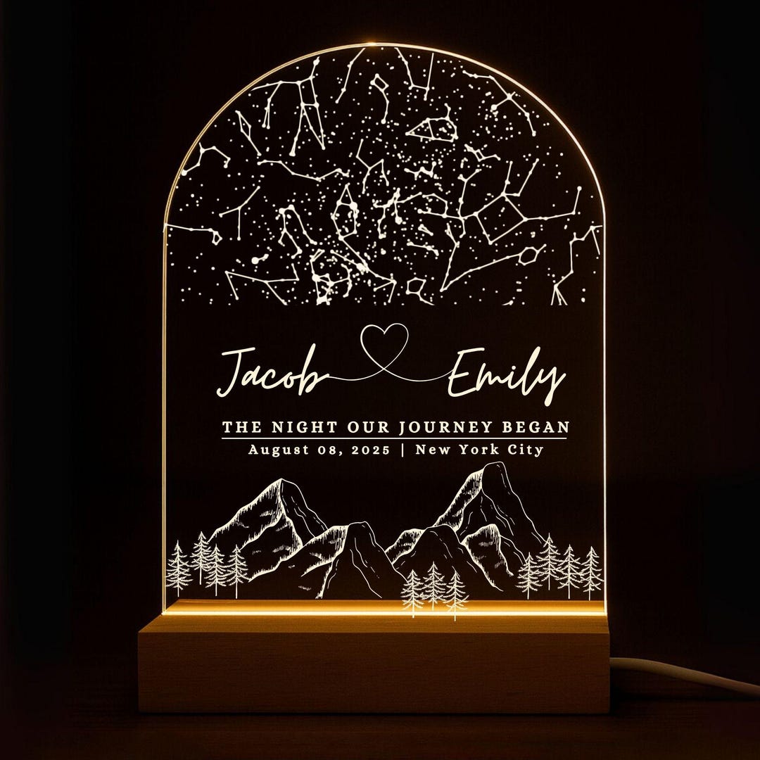 Personalized Star Map LED Night Light: Engraved Acrylic Keepsake Gift ...