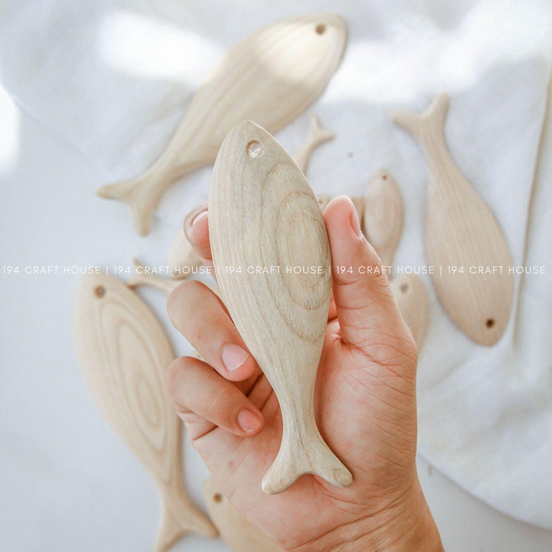 Unfinished Wooden Fish Wall Decor, Blank Fish for DIY Project Crafting ...