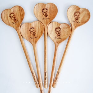 Custom Engraved Photo on Wood Spoon, Personalized Your Face Portrait ...