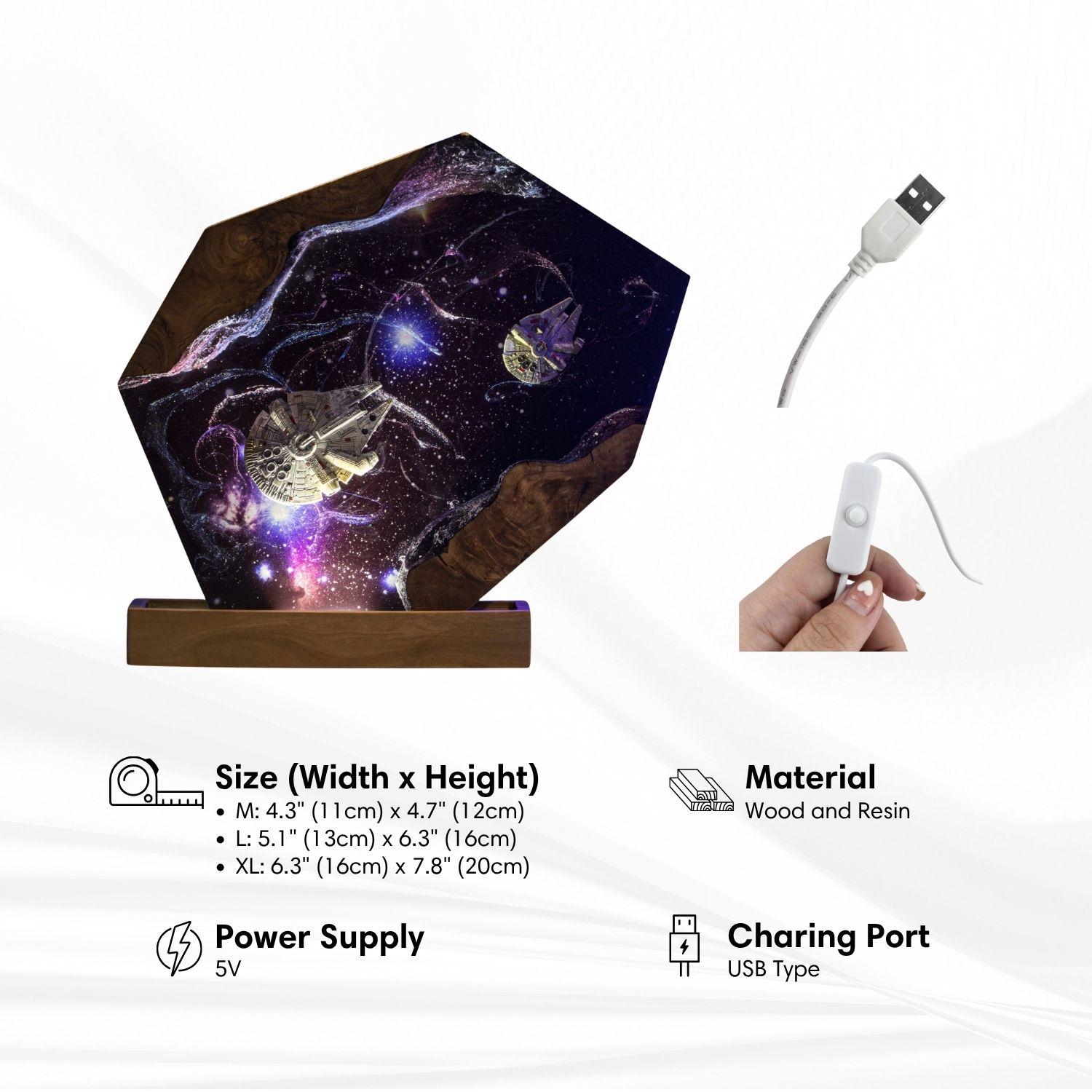 Handcrafted Interstellar Resin Lamp: Spaceship Galaxy Desk or Table ...
