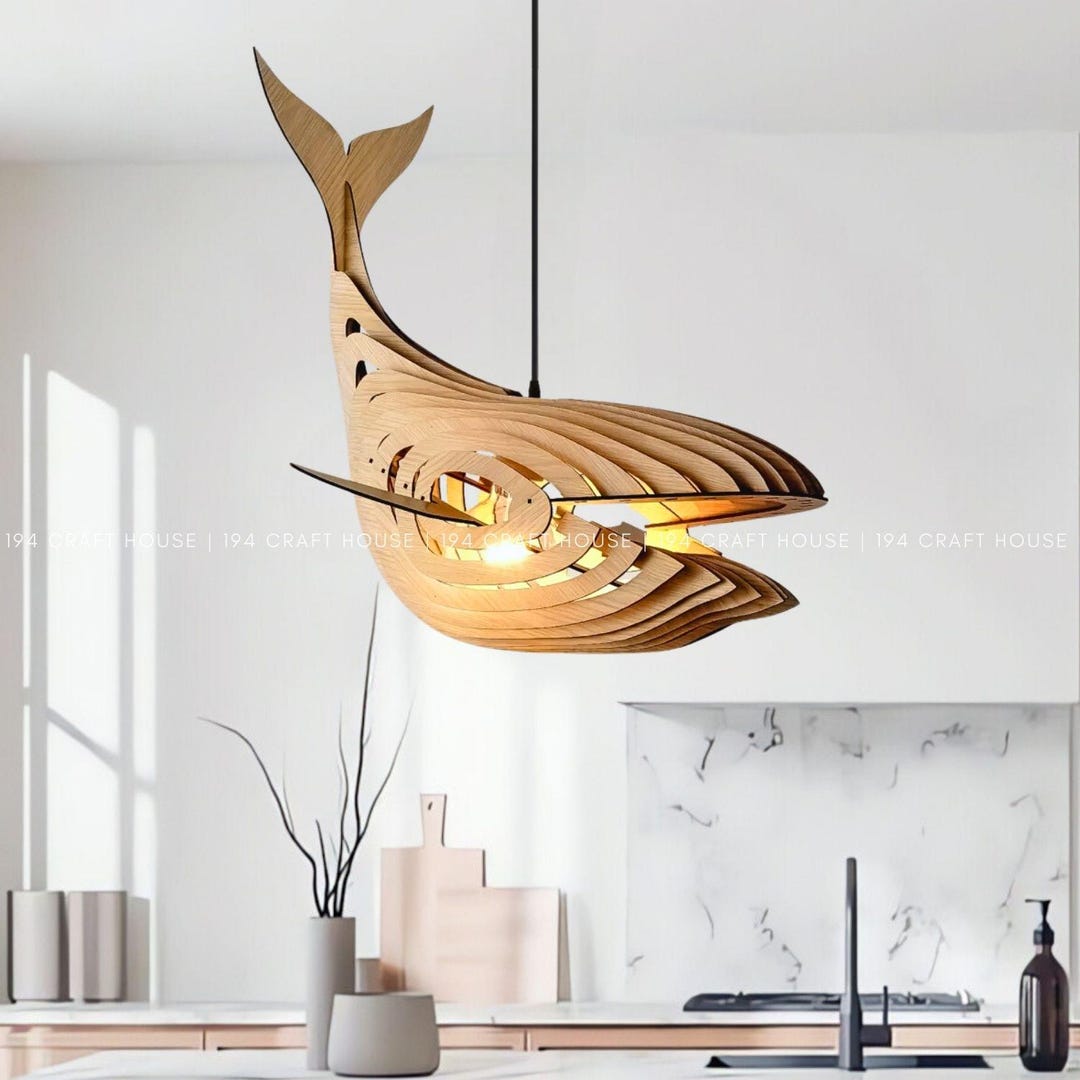 Whale Pendant Light for Kitchen Island, DIY Whale Lamp Shade Ceiling ...
