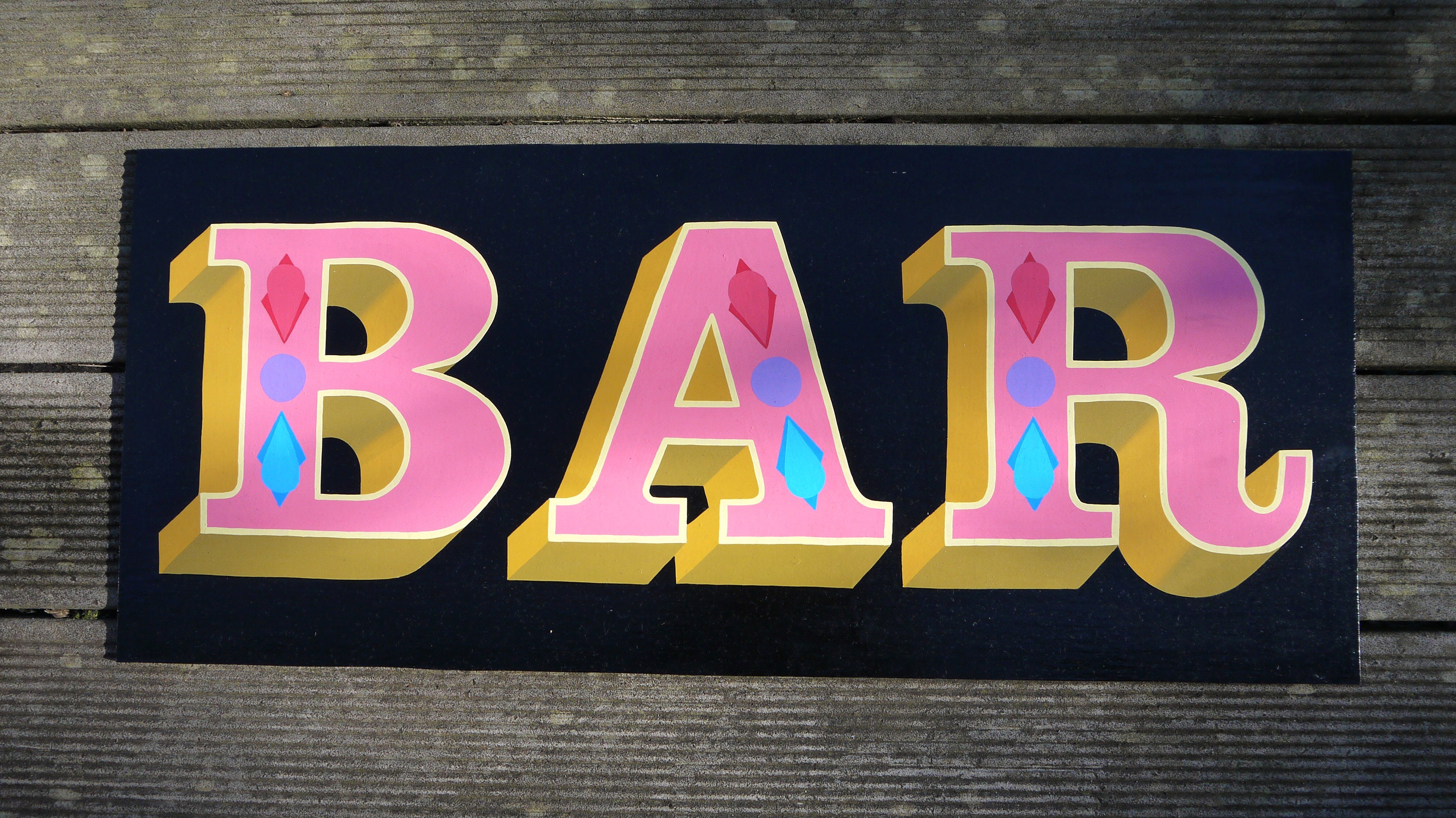Hand Painted Bar Sign in a Circus/fairground Style for Your Home, Games ...