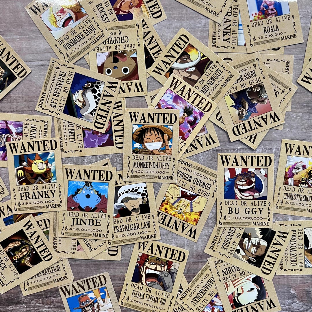 50pcs One Piece Wanted Order Stickers Cool Mixed Colors Sticker Lot Fun ...