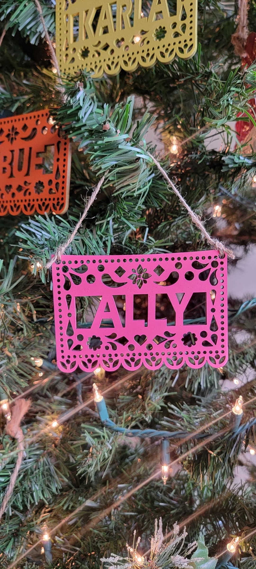Papel Picado Laser Cut Wooden Personalized Christmas Ornaments, Mexican ...