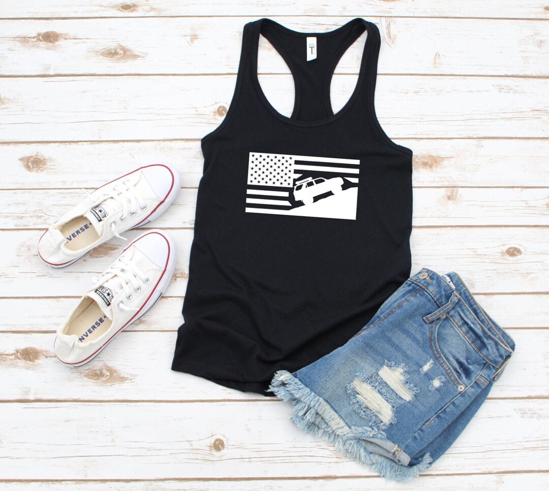 4runner SUV With American Flag Women Racerback, Runner With American ...
