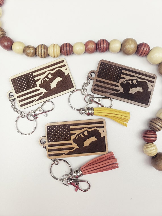 4x4 With American Flag Keychains 4WD Crawler Wooden Keychain - Etsy