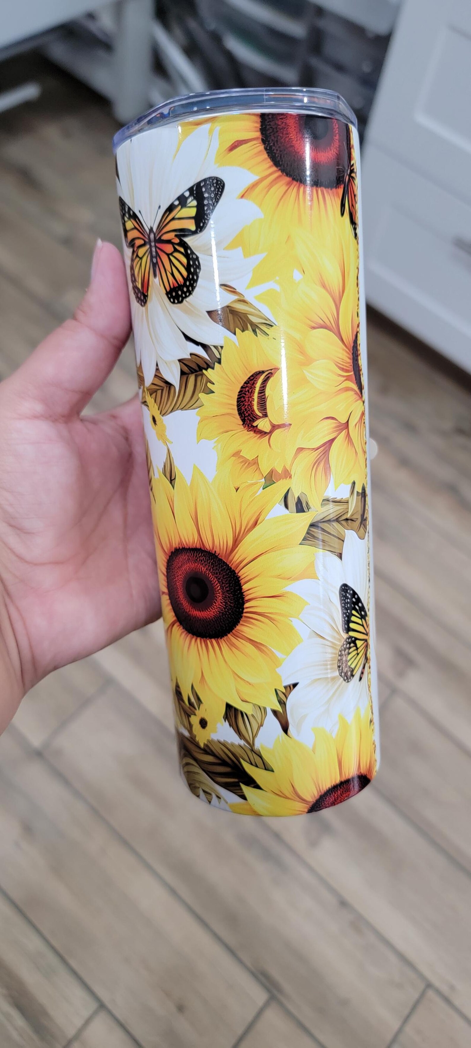 Sunflower & Butterflies 20oz Custom Tumblers, Sunflower Personalized ...