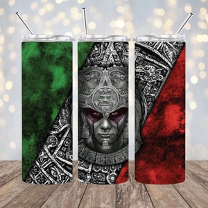 Aztec Warrior 20oz Skinny Tumbler, Mexican Aztec Tumbler, Guerrero ...