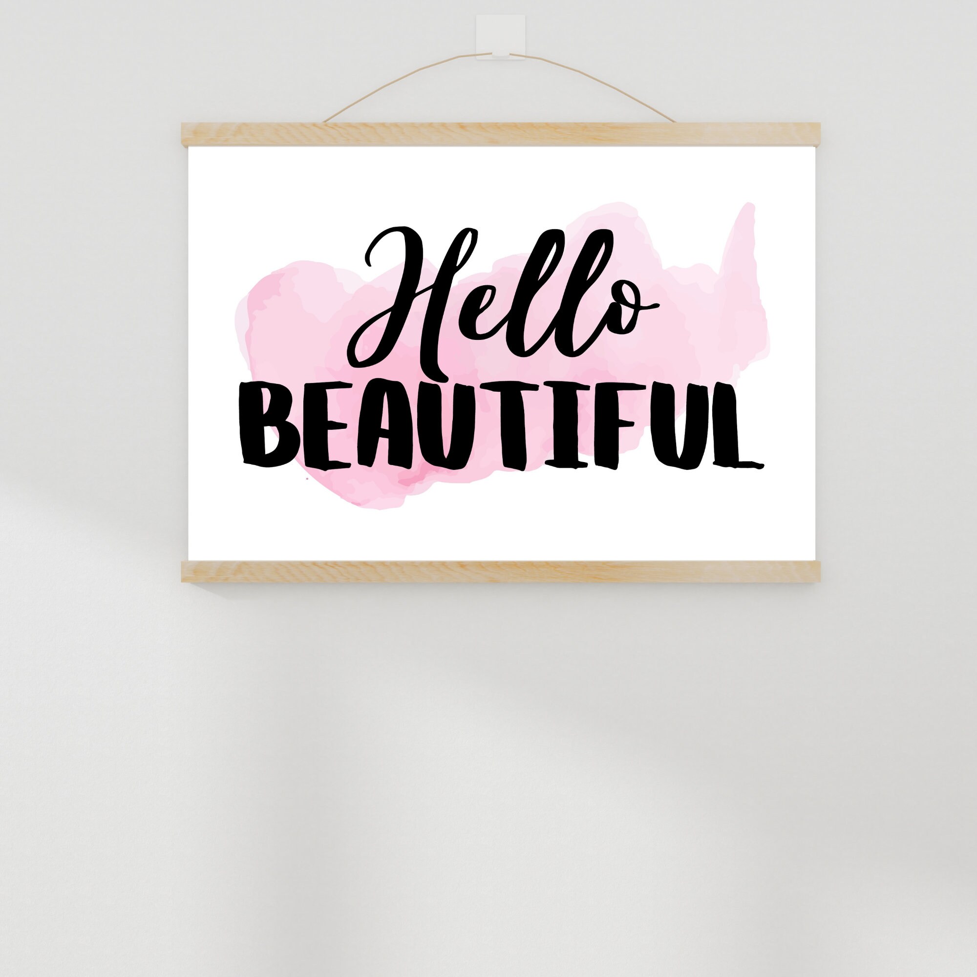 Hello Beautiful Light Pink Printable Wall Art Instant Download Positive ...