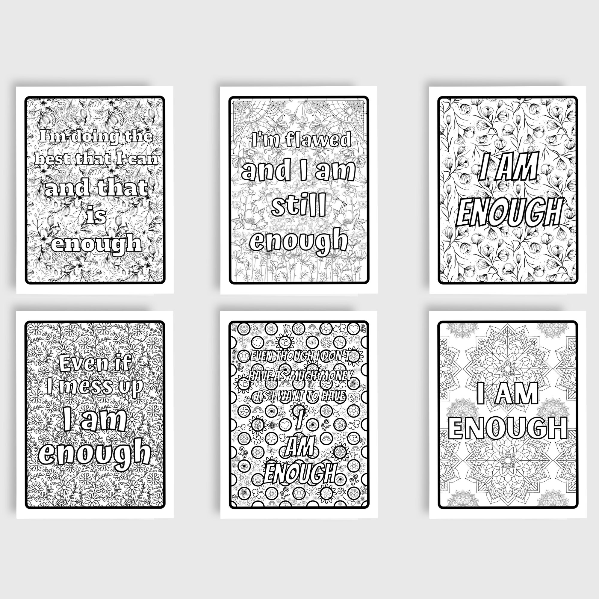 I Am Enough Coloring Pages - Etsy