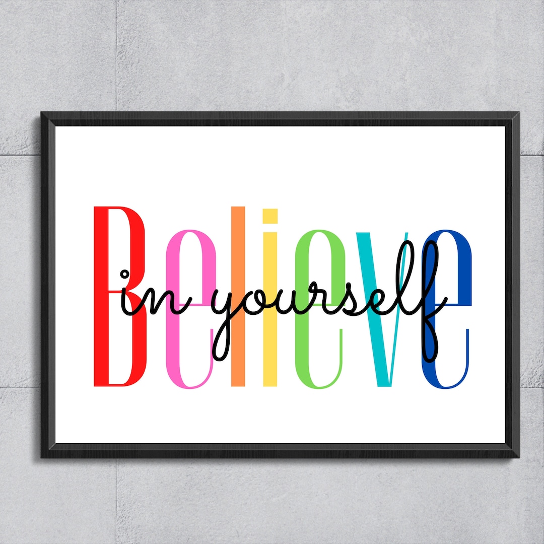 Believe in Yourself Rainbow Wall Art | Digital Print | Inspiring Home ...