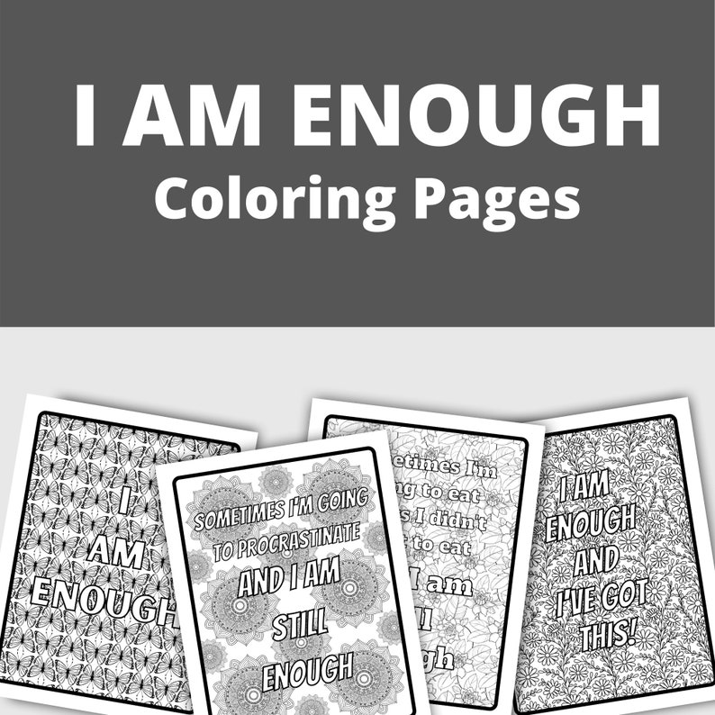 I Am Enough Coloring Pages - Etsy