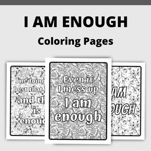 I Am Enough Coloring Pages - Etsy