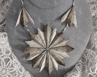DIY Curlicue Paper Necklace in Old Gold | PRINTABLE Designer Statement ...