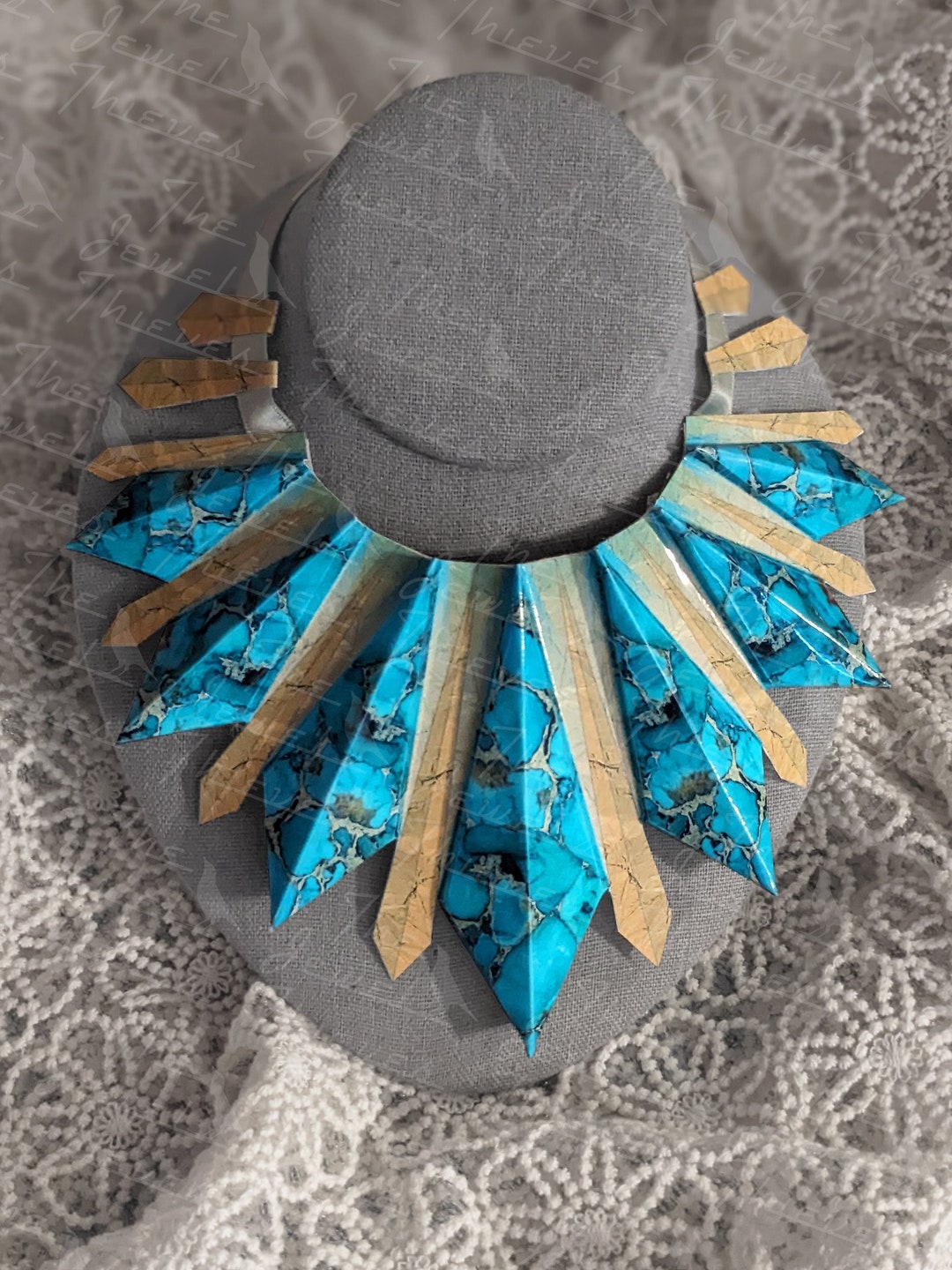 DIY XL Spear Paper Collar Necklace in Blue Turquoise | PRINTABLE ...