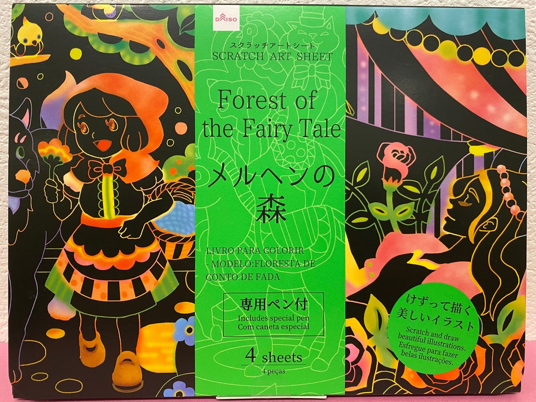 Japanese Scratch Art Kit "forest of the Fairy Tale" 4 Designs With 1 ...