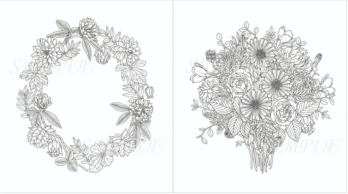 Garden COLORING BOOK Little Birds Flowers and Animals | Etsy