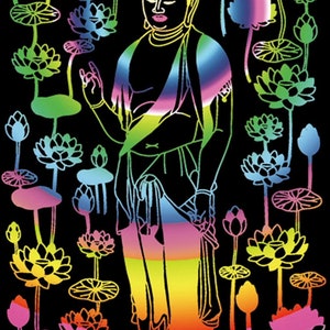 Good Luck Buddah Statu Post Card Size Adult Scratch Art Heals the Heart ...