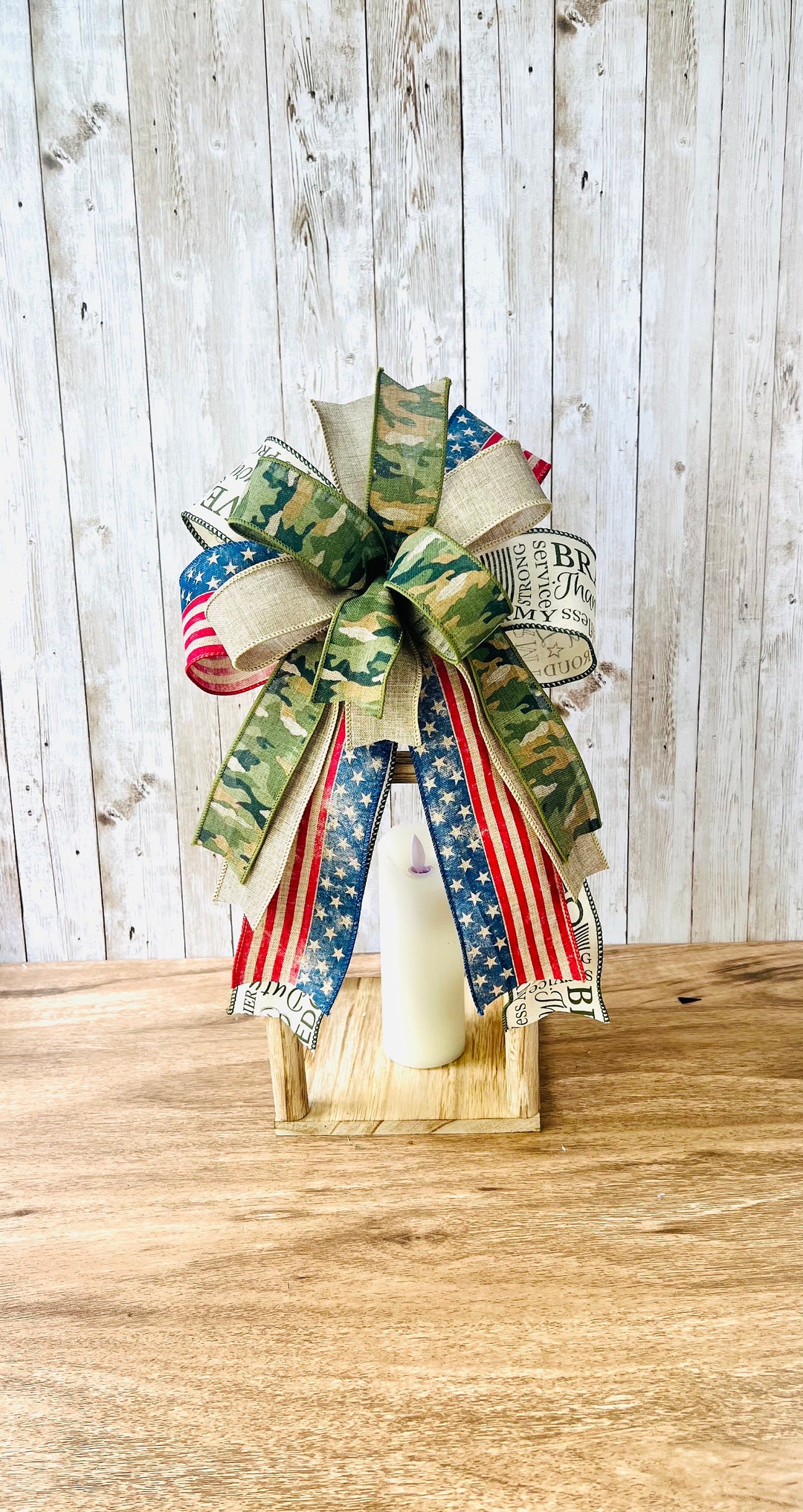 Army Forge Lantern Bow, Military Lantern Bow, Patriotic Wreath, USA Bow ...
