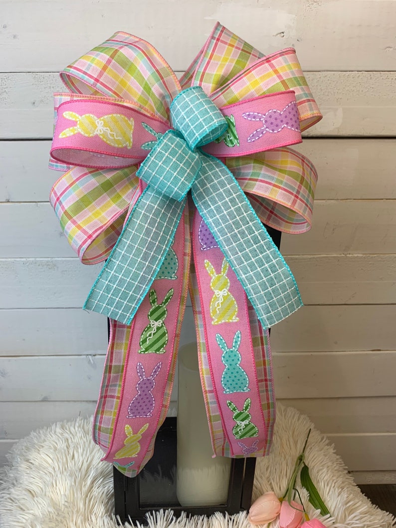 Easter Bow, Easter Bunny Bow, Spring Lantern Bow, Spring Wreath Bow ...