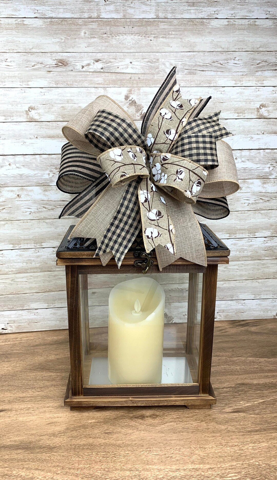 Fall Lantern Bow, Autumn Bow, Fall Wreath Bow, Cotton Boll Bow ...