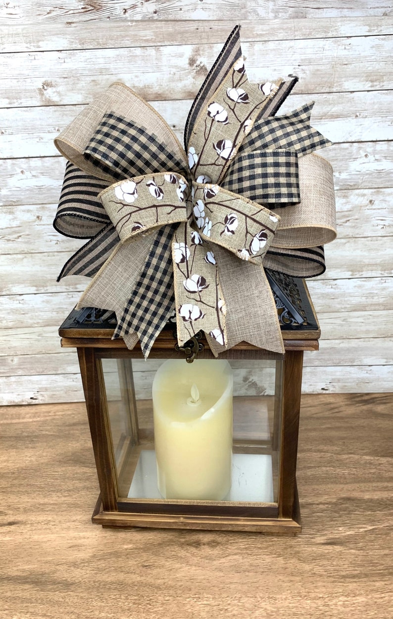 Fall Lantern Bow Autumn Bow Fall Wreath Bow Cotton Boll | Etsy