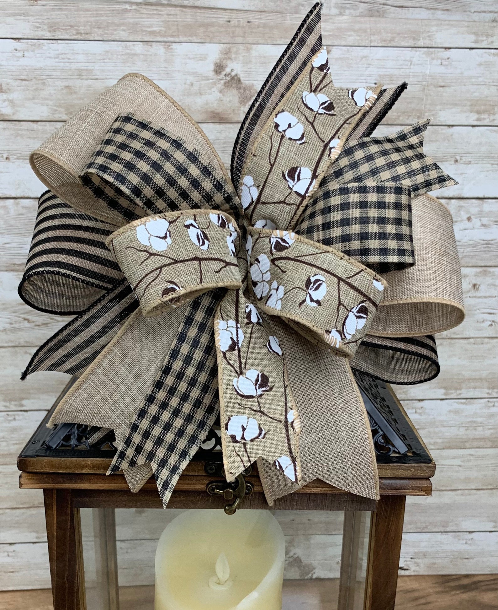 Fall Lantern Bow Autumn Bow Fall Wreath Bow Cotton Boll - Etsy