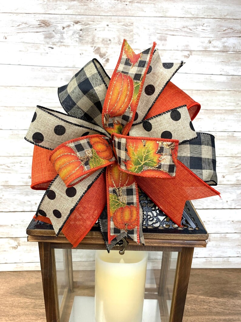 Fall Lantern Bow Pumpkin Bow Autumn Bow Fall Wreath | Etsy