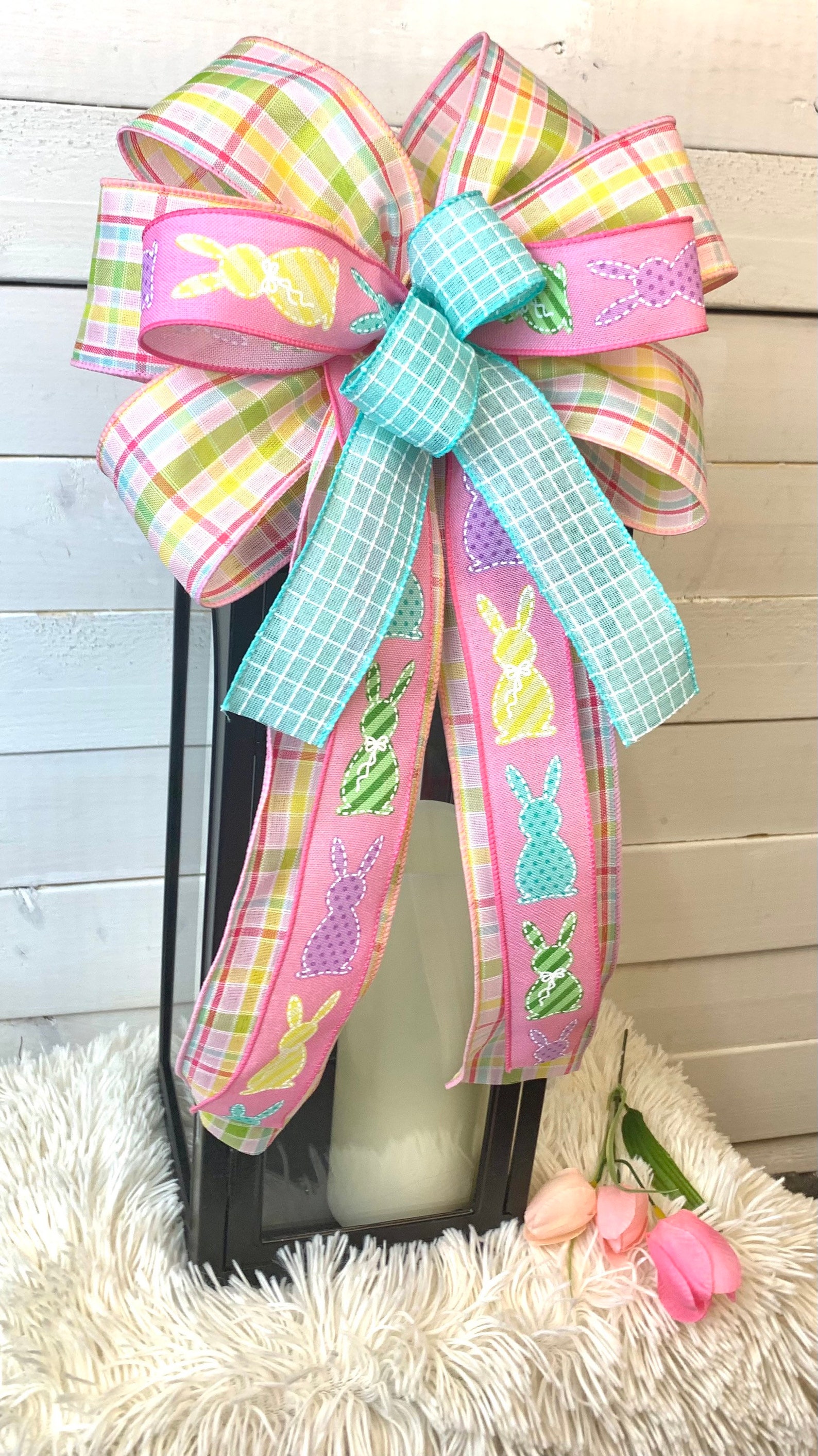 Easter Bow, Easter Bunny Bow, Spring Lantern Bow, Spring Wreath Bow ...