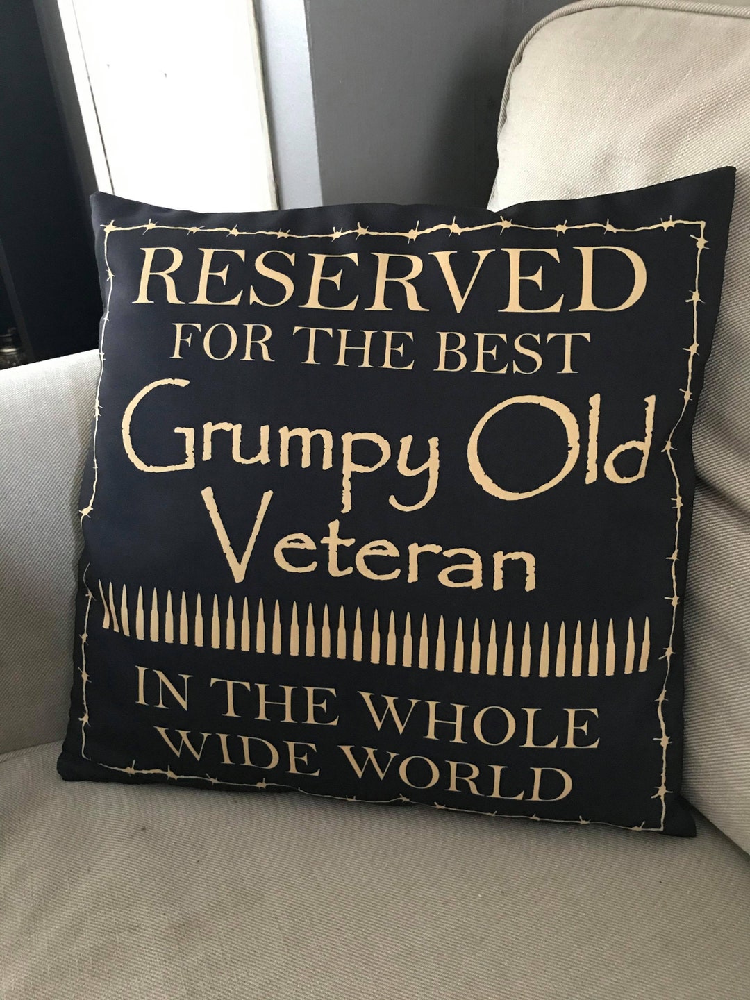Veteran Gift, Grumpy Old Veteran - Military Humour - Cushion Cover ...