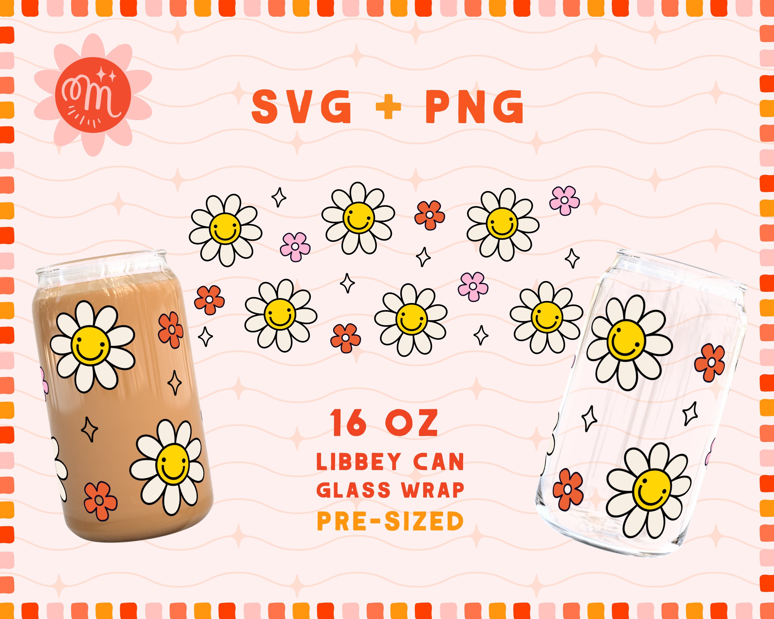 Retro Flower Svg for 16oz Libbey Svg Libbey Glass Cup Svg - Etsy