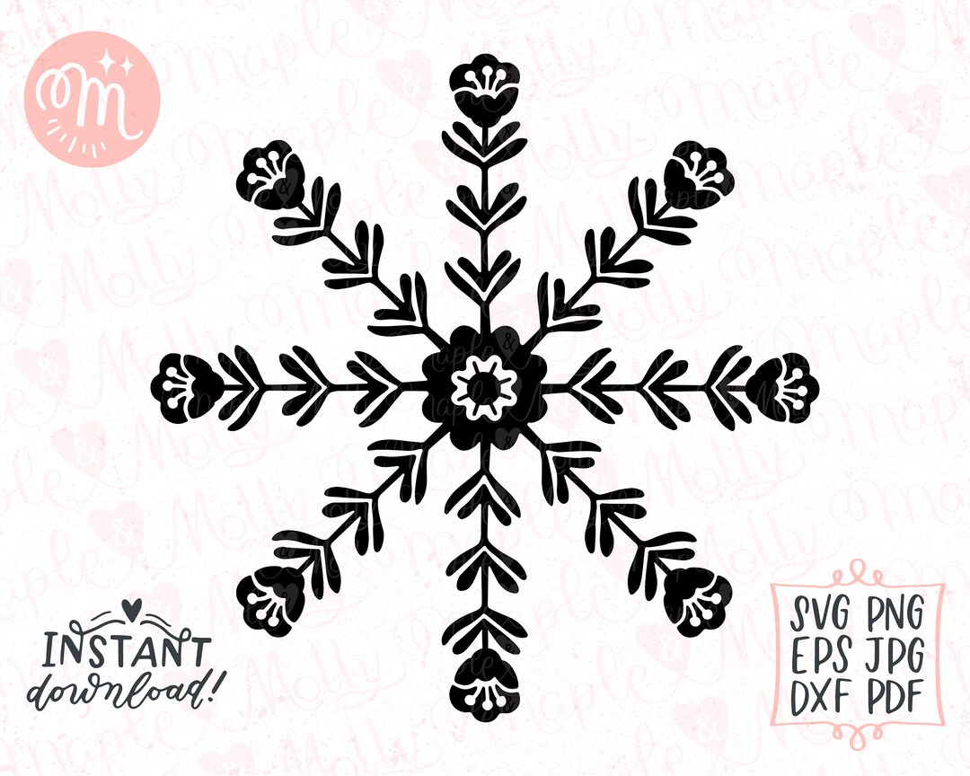 Floral Mandala Svg | Scandinavian Snowflake Svg | Christmas Svg ...