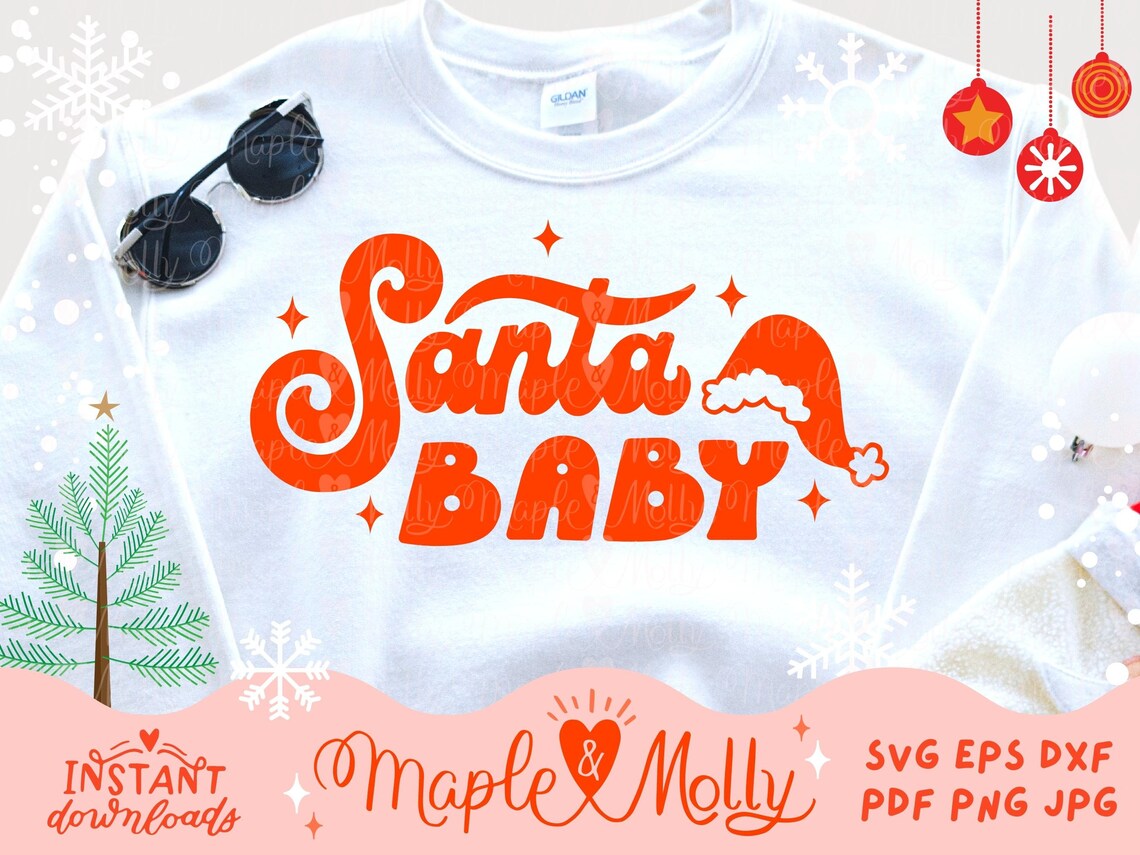 Santa Baby Svg Merry Christmas Svg Trendy Christmas Sign - Etsy