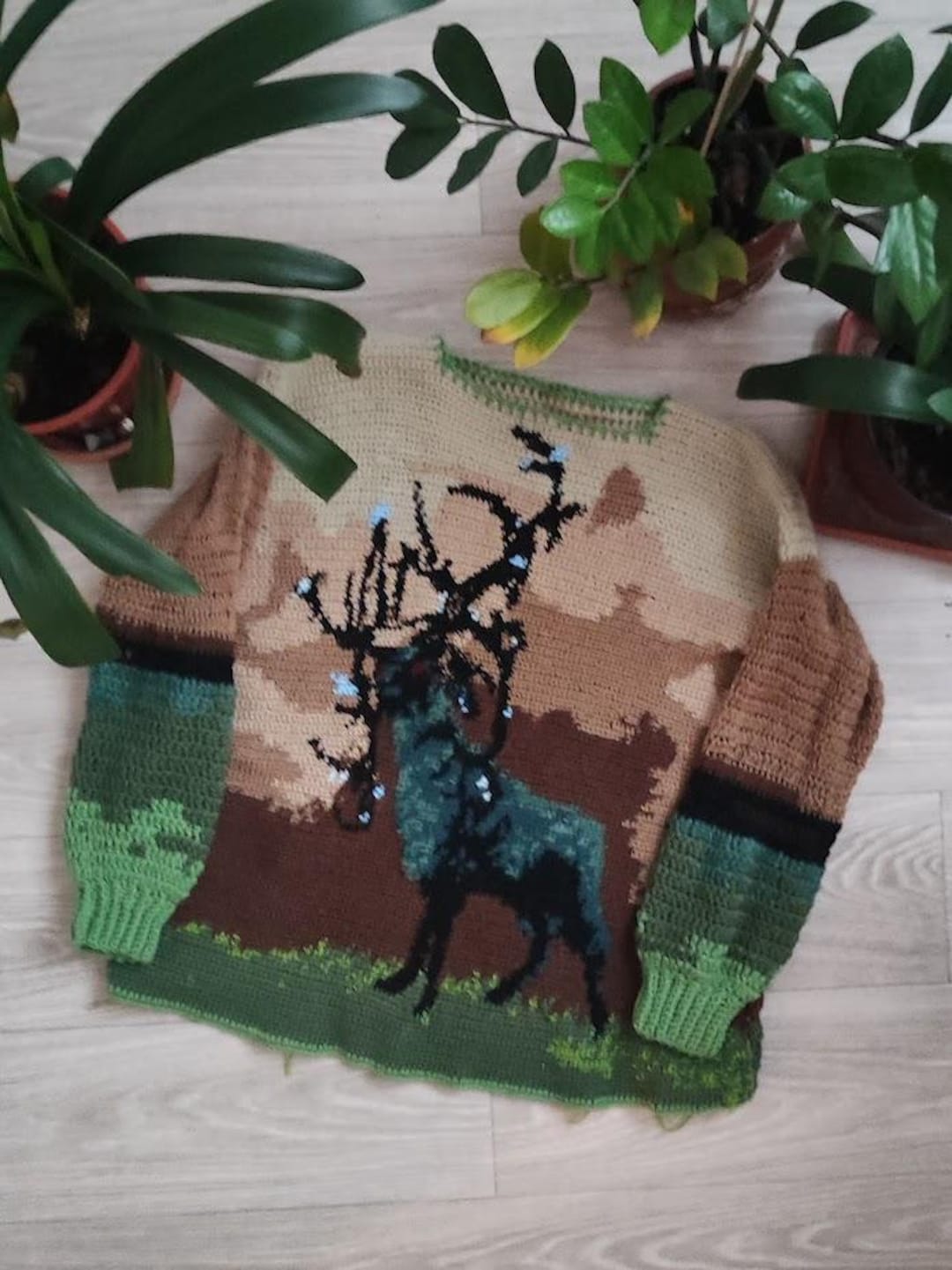 Eikthyrnir Sweater - Intarsia Crochet Colorwork Sweater Pattern (excel ...