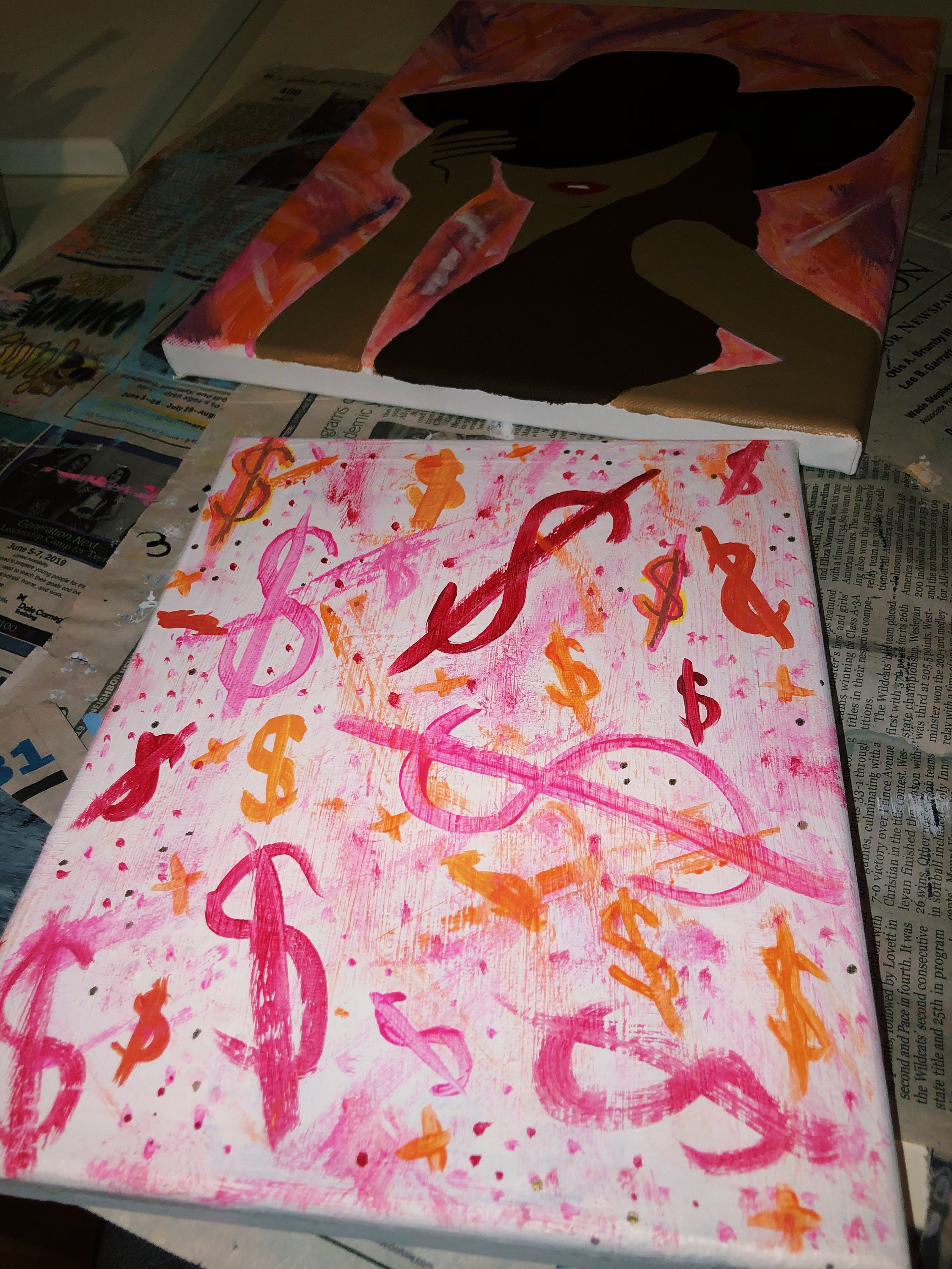 Dollar Sign Canvas Painting - Etsy