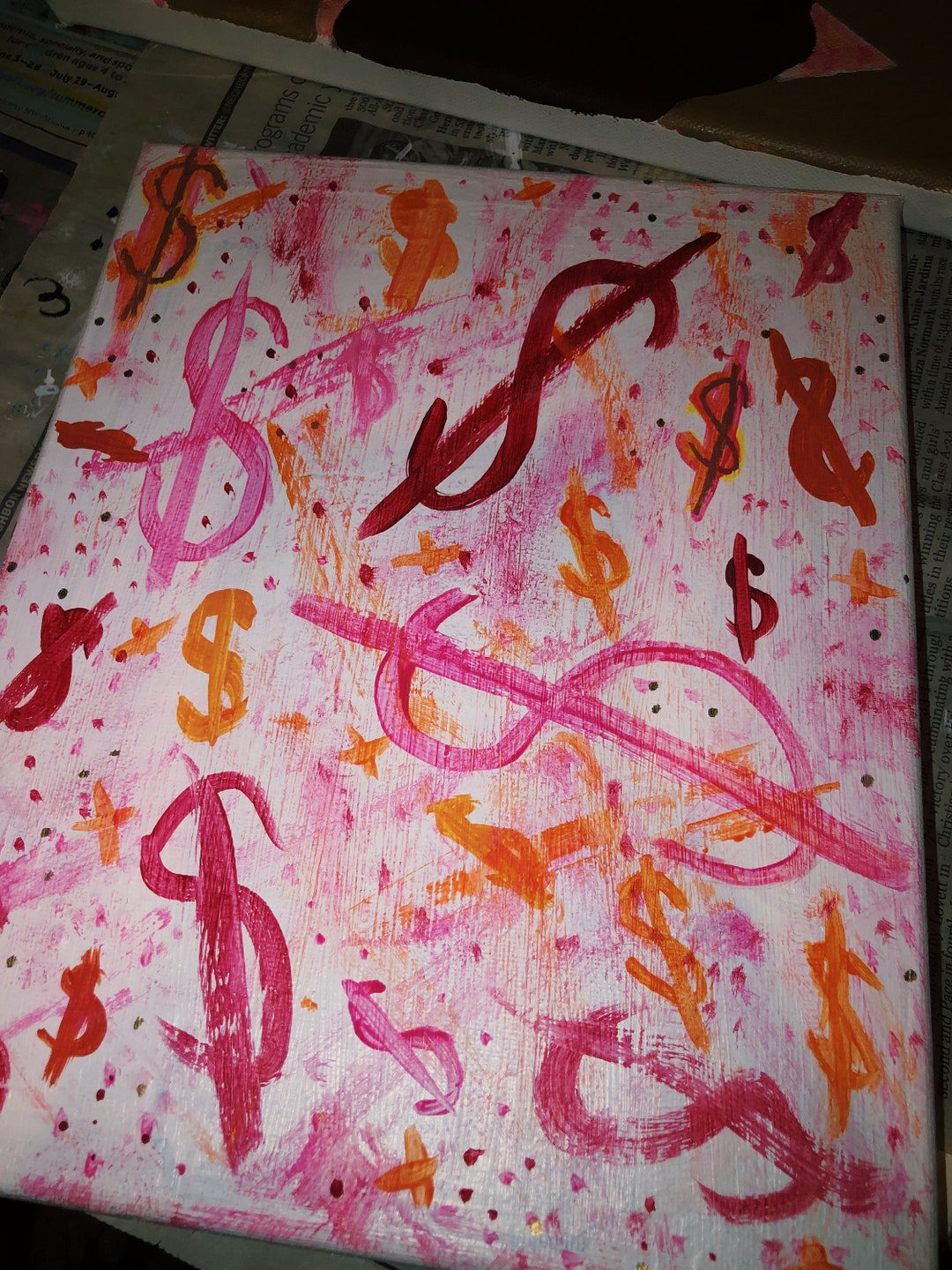 Dollar Sign Canvas Painting - Etsy