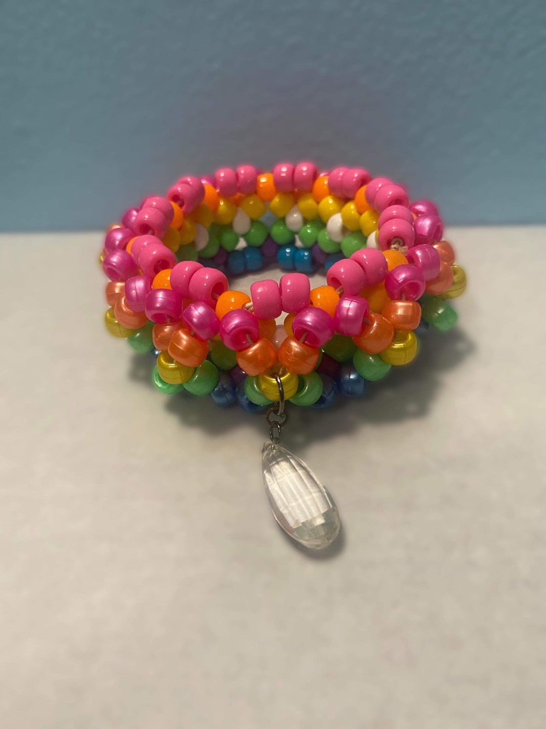 Rainbow Crystal 3D Kandi Cuff - Etsy