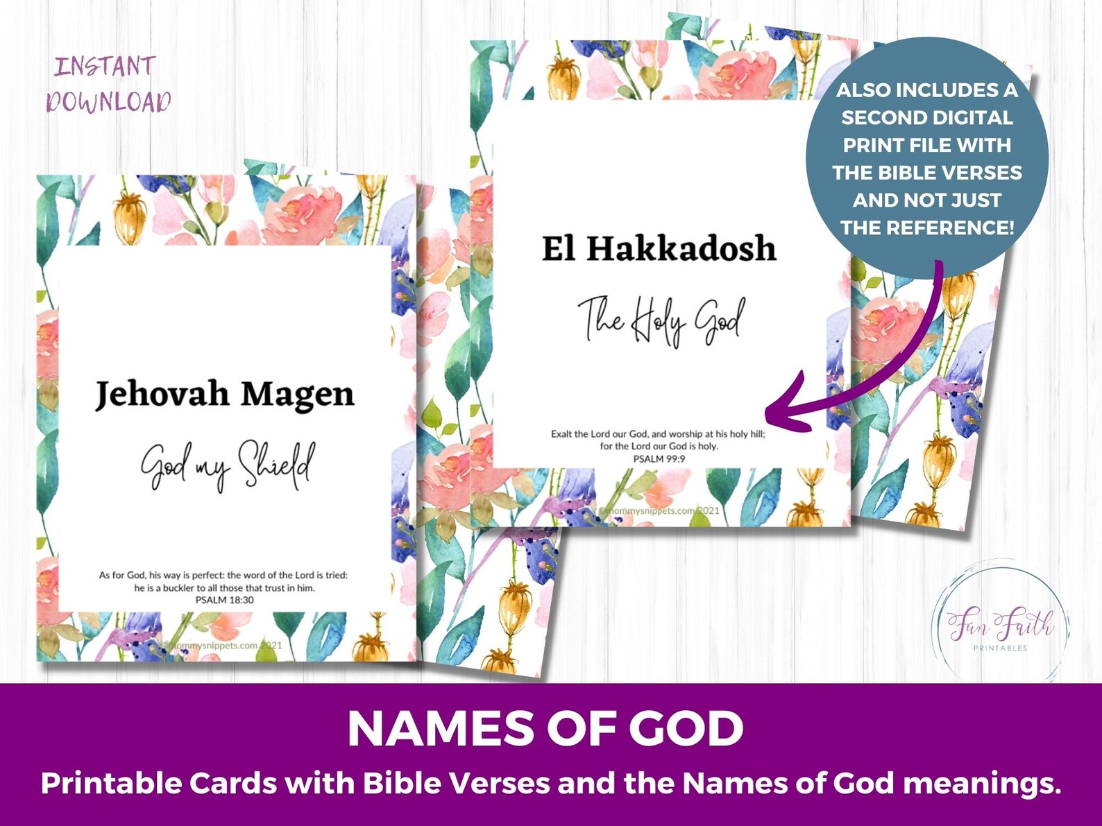 Names of God Scripture Cards With Bible Verses (digital Prints) - Etsy