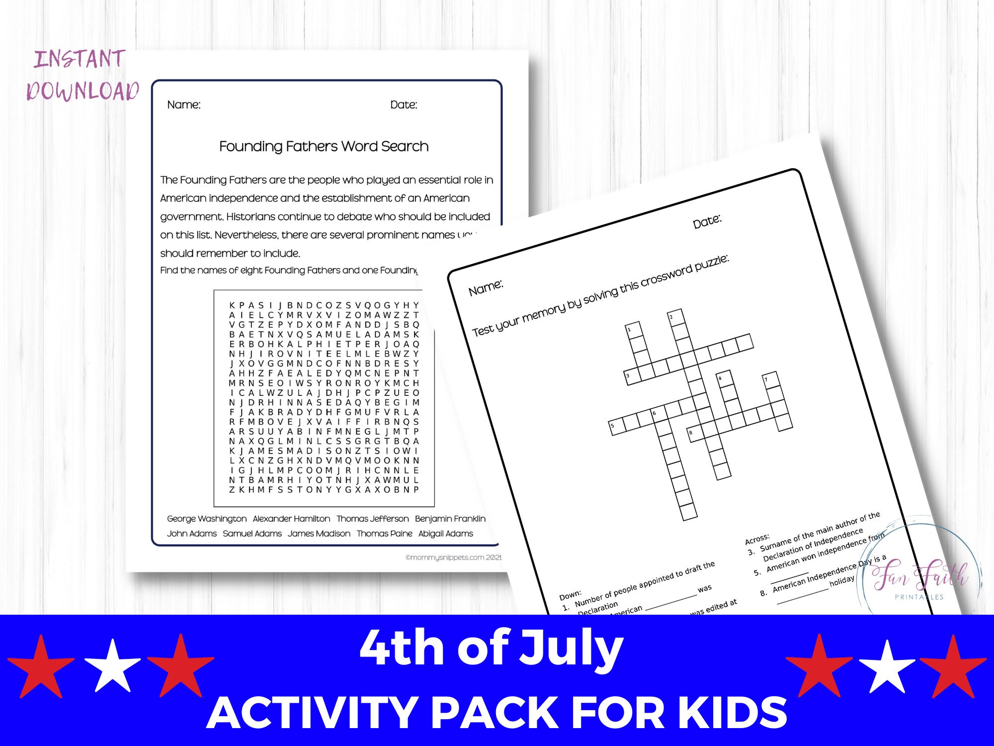 4th of July Activity Sheets, Fourth of July Printable, 4th of July ...