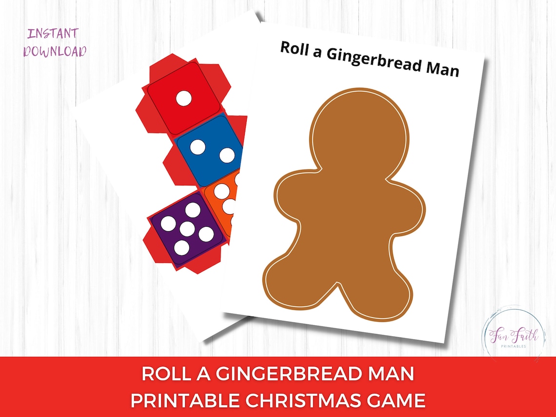 Roll A Gingerbread Man Fun Printable Christmas Games for | Etsy