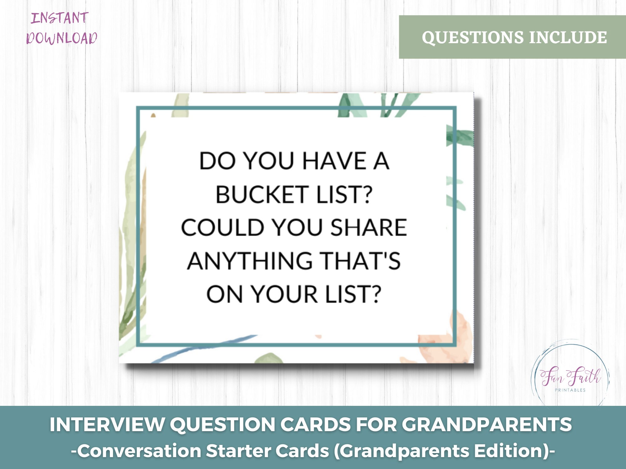 Conversation Cards for Grandparents, Interview Question Cards for ...