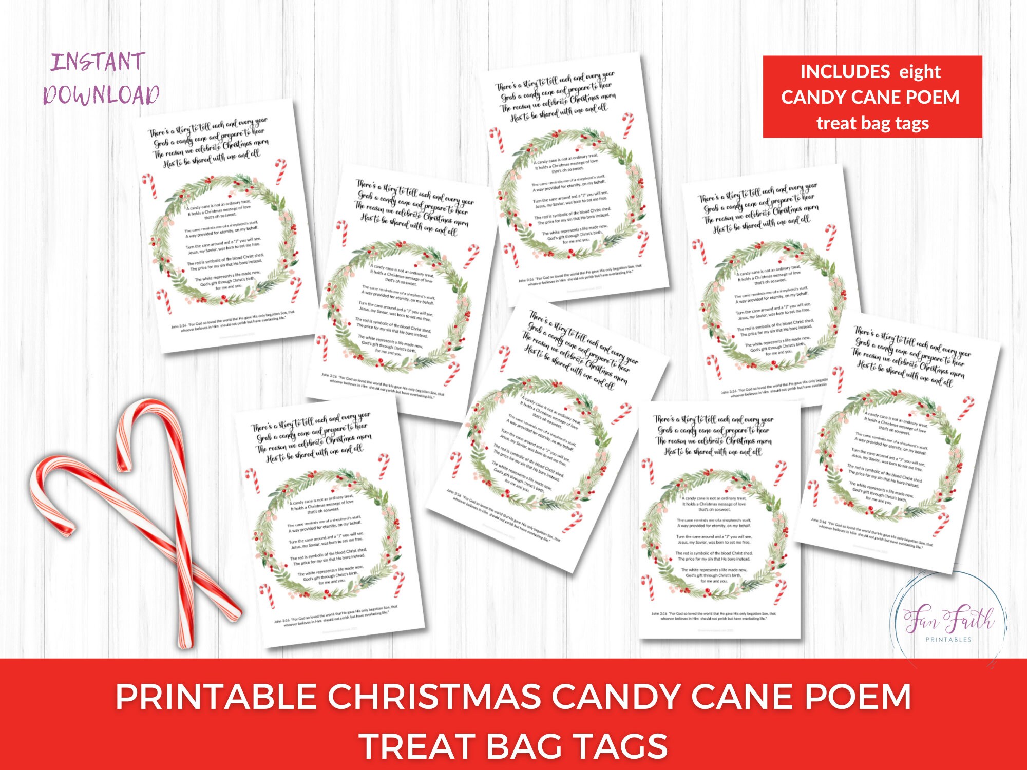 Candy Cane Poem Treat Bag Tags , Candy Cane Prayer, Christmas Tag ...