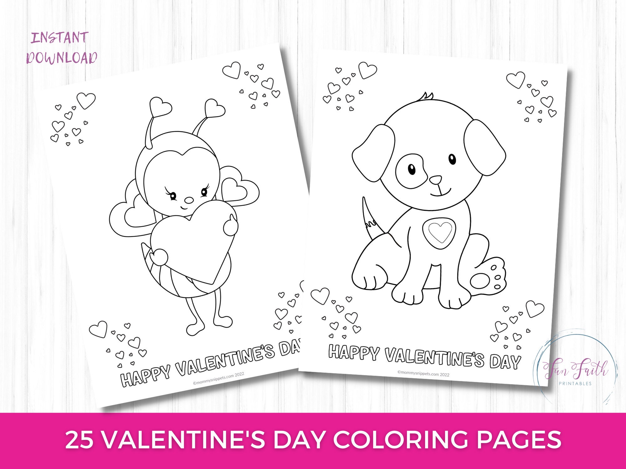 25 Happy Valentine's Day Coloring Pages for Kids, Minimalist Digital ...