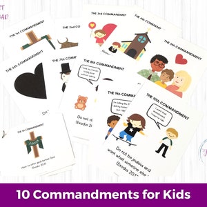 10 Commandments Kids Print – Sunday School Flashcards (digital Download ...
