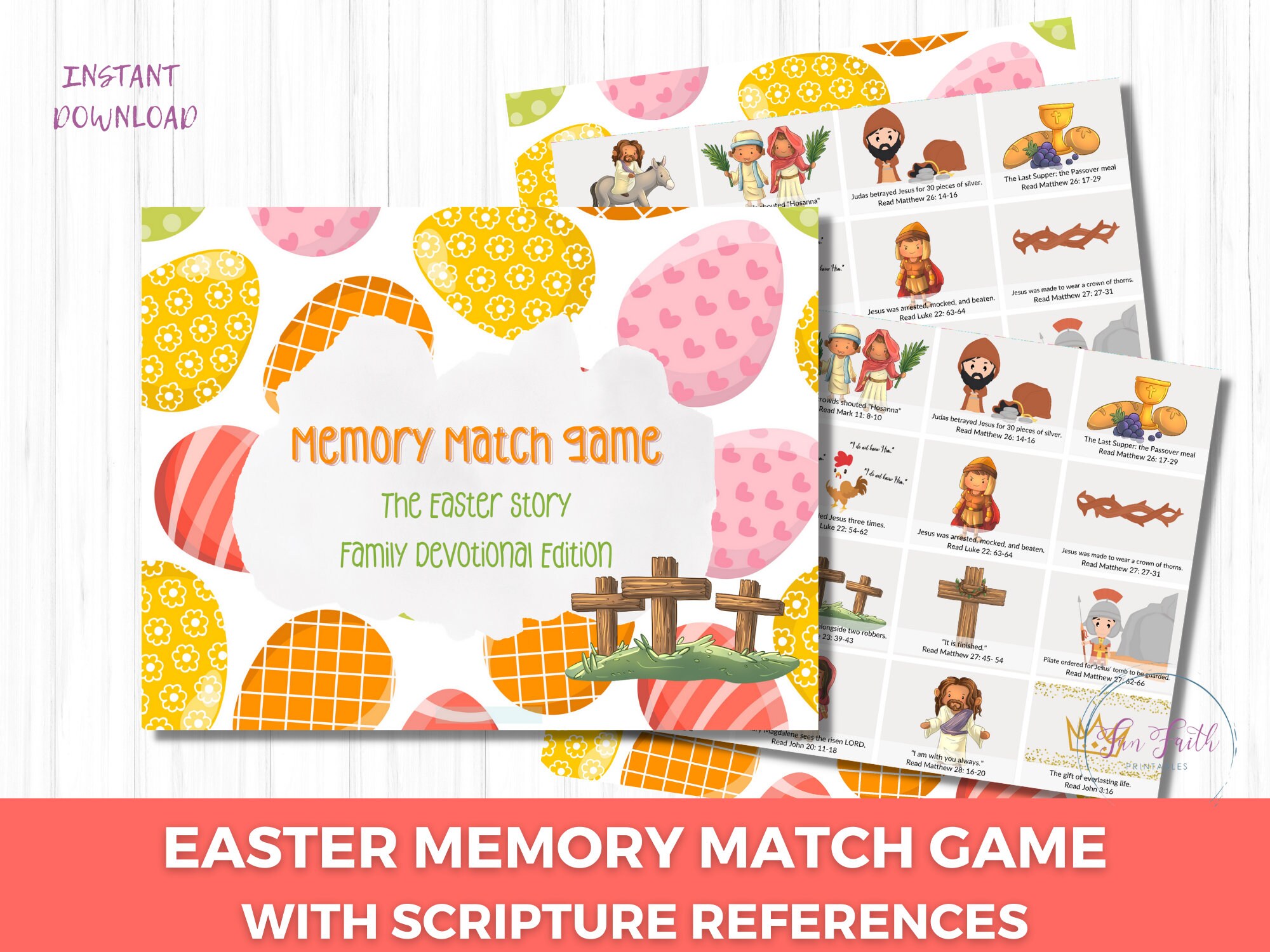 Easter Story Memory Game, Printable Family Easter Game, Easter Basket ...