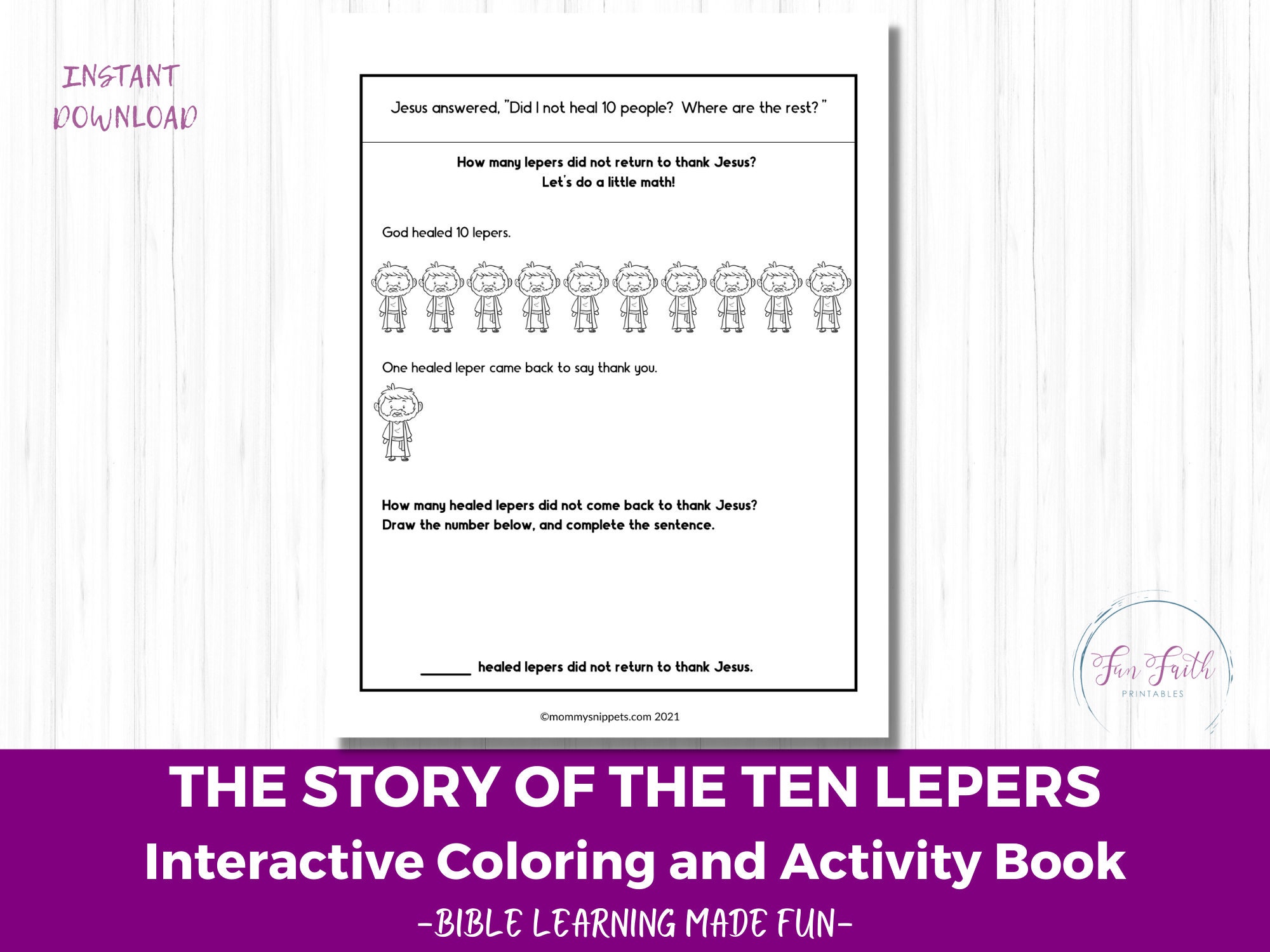 Thankful Leper Coloring Activity Book – Kids Bible Study (digital ...