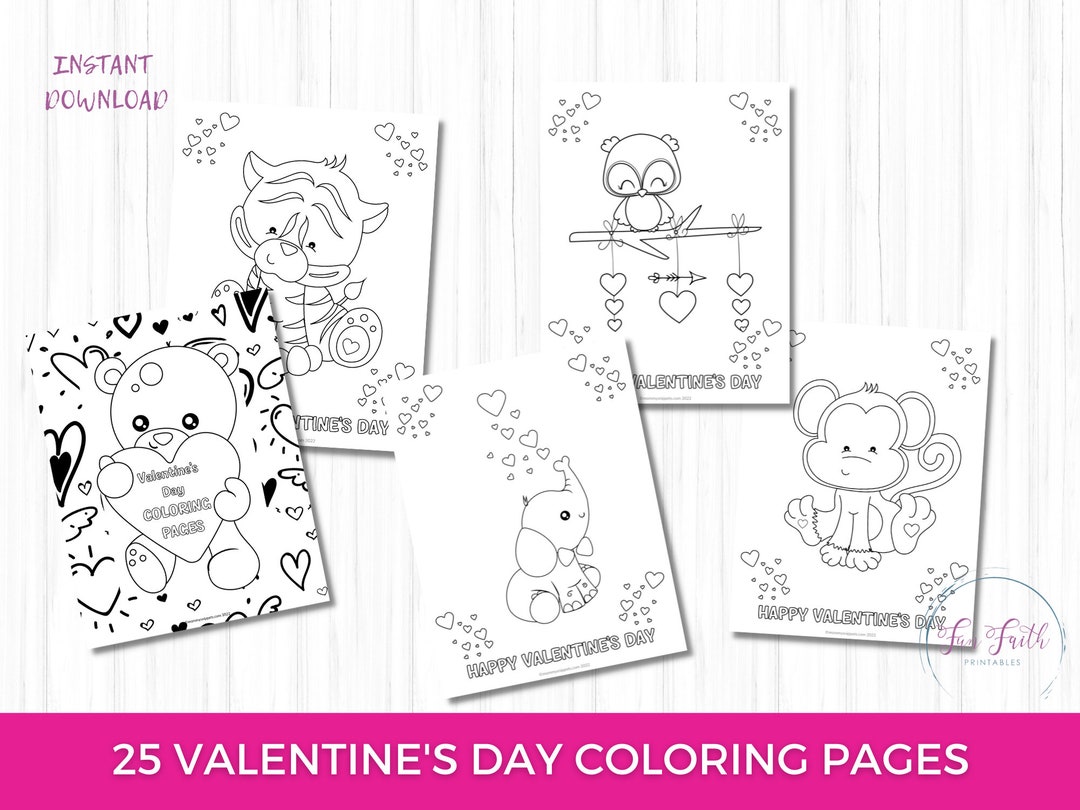 25 Happy Valentine's Day Coloring Pages for Kids, Minimalist Digital ...