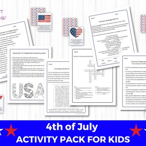 4th of July Activity Sheets, Fourth of July Printable, 4th of July ...